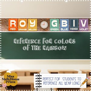 Classroom Poster Bundle, ROYGBIV Rainbow Art Classroom Decor Bundle ...