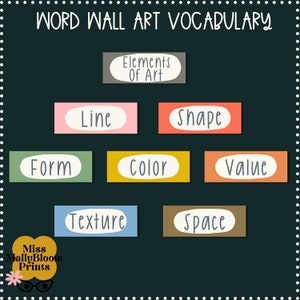 Elements of Art Word Wall Art, Classroom Decor, Word Wall Signs, Art ...
