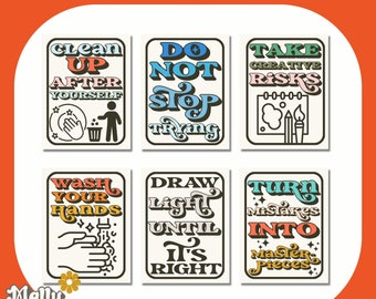 Art Room Poster, Art Class Rules and Procedure Poster Bundle, Growth ...