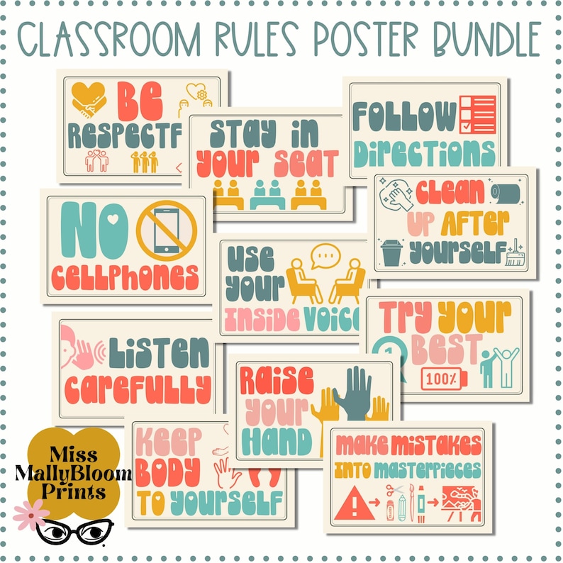 Classroom Rules Poster Bundle_bulletin Board Kit or Classroom - Etsy