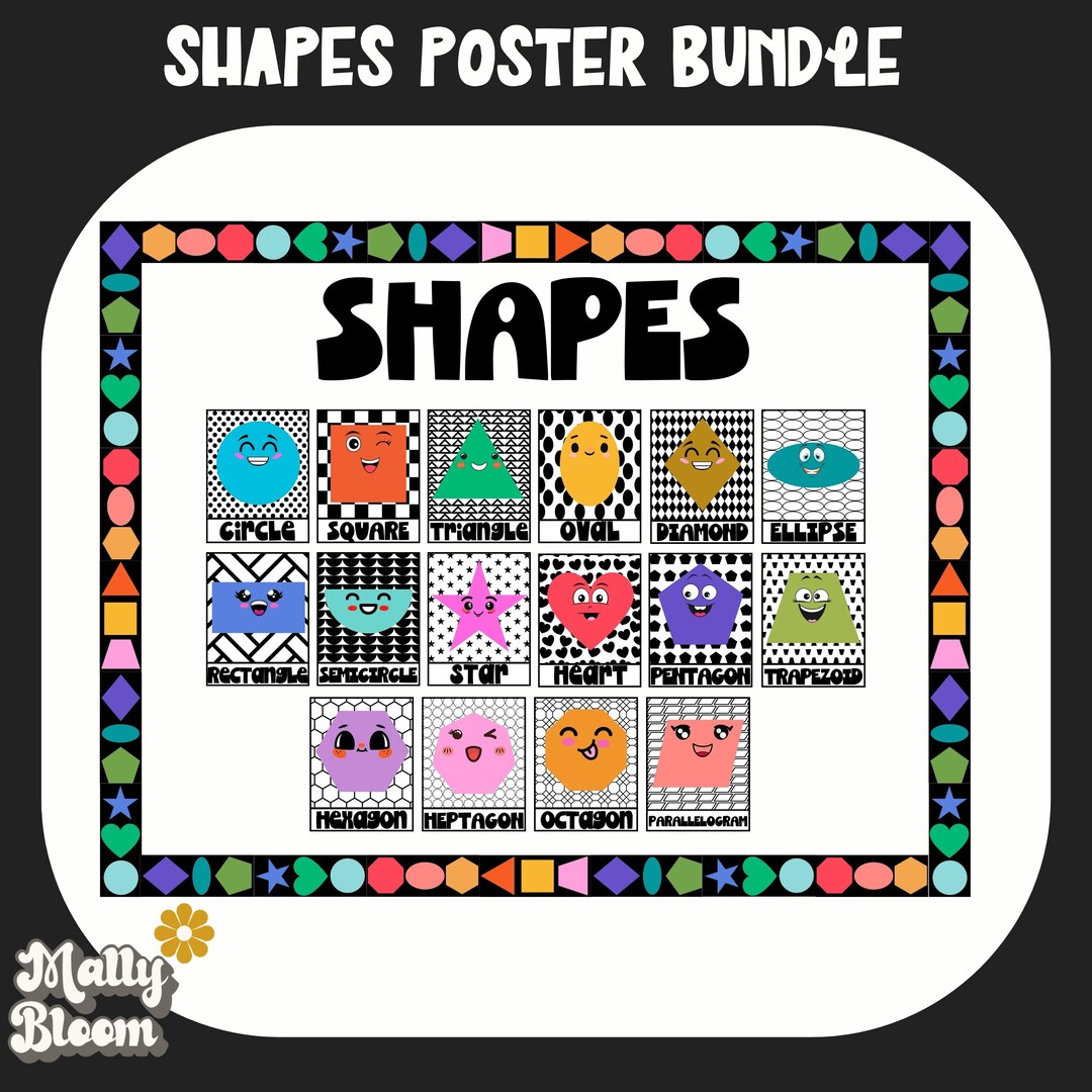 Art Classroom Shapes Poster Bundle, Shapes Classroom Decor, Art Teacher ...