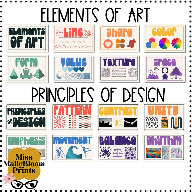 Rainbow Elements Of Art Classroom Decor Bundleprinciples Of Etsy 