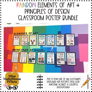 Spanish Classroom Poster Bundle, Rainbow Principles of Design, Spanish ...