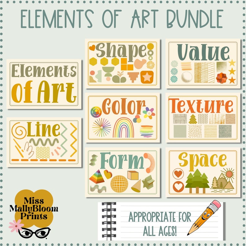 Art Classroom Poster Bundle Neutral Elements Of Art Art Etsy