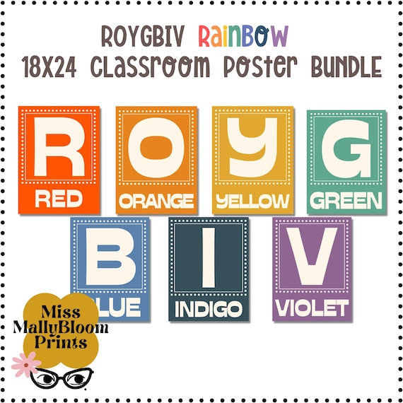 Classroom Poster Bundle ROYGBIV Rainbow Art Classroom Decor - Etsy