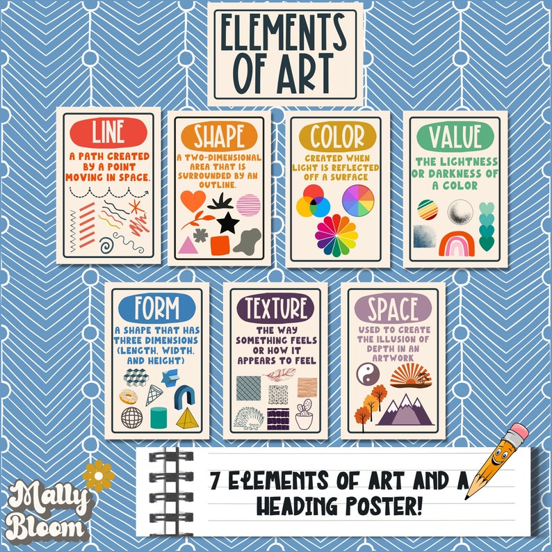 Rainbow Elements of Art Classroom Decor Bundle,principles of Design ...
