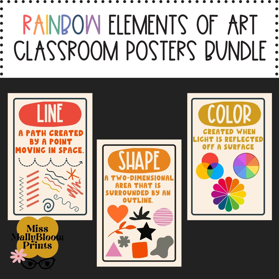 Classroom Poster Bundle Rainbow Elements of Art Classroom | Etsy