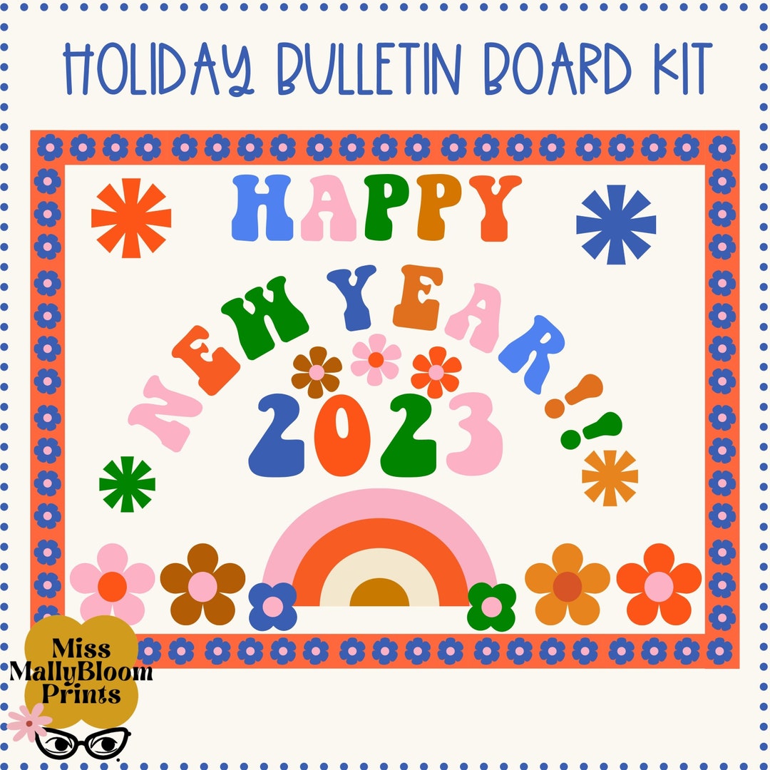 Holiday Happy New Year Bulletin Board Kit or Classroom Winter Decor ...