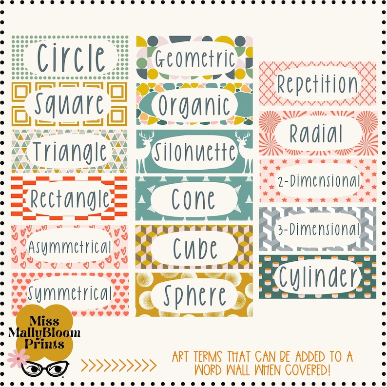 Word Wall Art Bundle , Art Words Classroom Decor, Word Wall Signs, Art ...