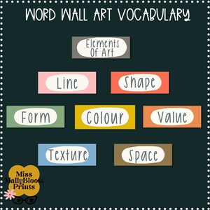 Elements of Art Word Wall Art, Classroom Decor, Word Wall Signs, Art ...