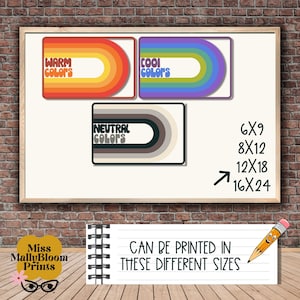 Art Classroom Decor, Warm, Cool, Neutral Color Poster Bundle, Art Room ...