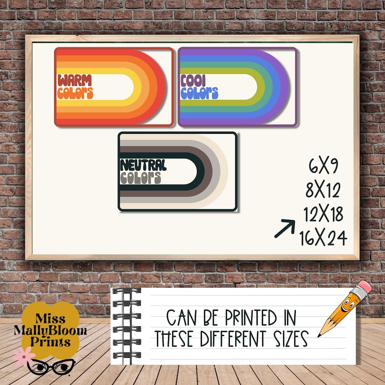 Art Classroom Decor, Warm, Cool, Neutral Color Poster Bundle, Art Room ...