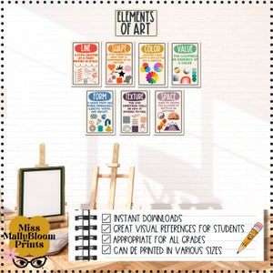 Classroom Poster Bundle, Rainbow Elements of Art Classroom Decor Bundle ...