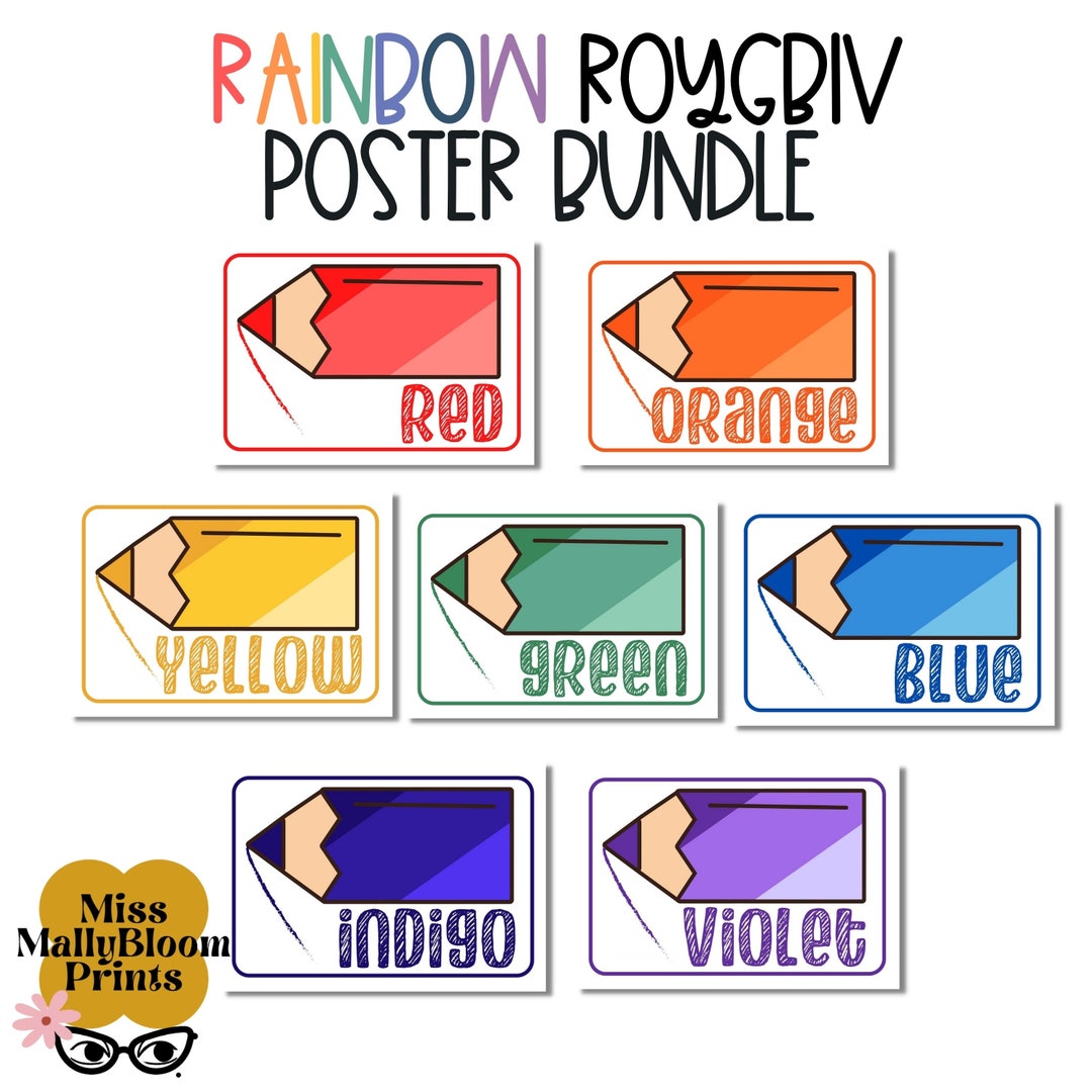 Classroom Poster Bundle, ROYGBIV Rainbow Art Classroom Decor Bundle ...