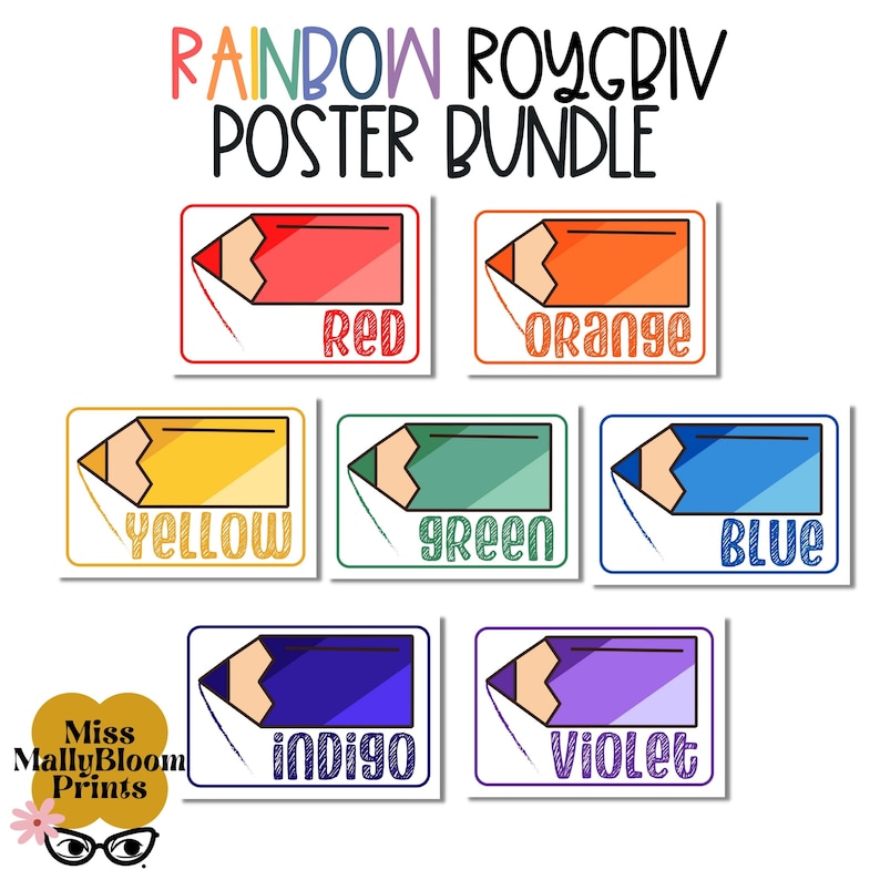 Classroom Poster Bundle ROYGBIV Rainbow Art Classroom Decor | Etsy