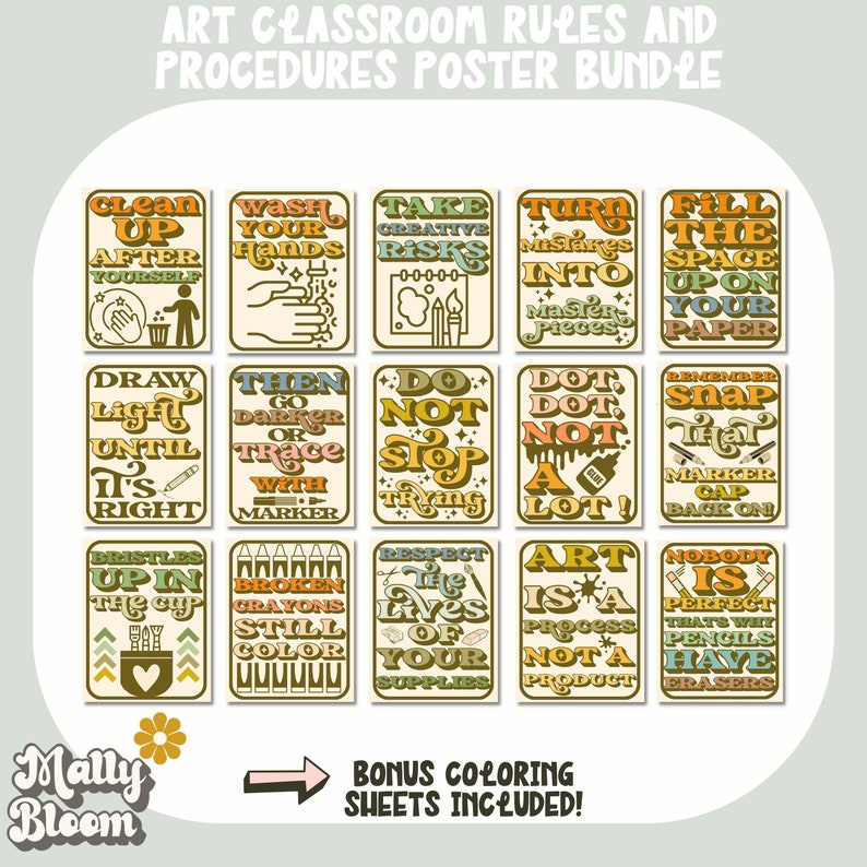 Art Classroom Rules and Procedure Poster Bundlegrowth - Etsy