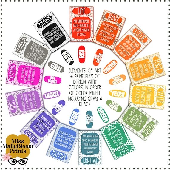 Color Wheel Elements of Art Classroom Decor Bundle Principles - Etsy