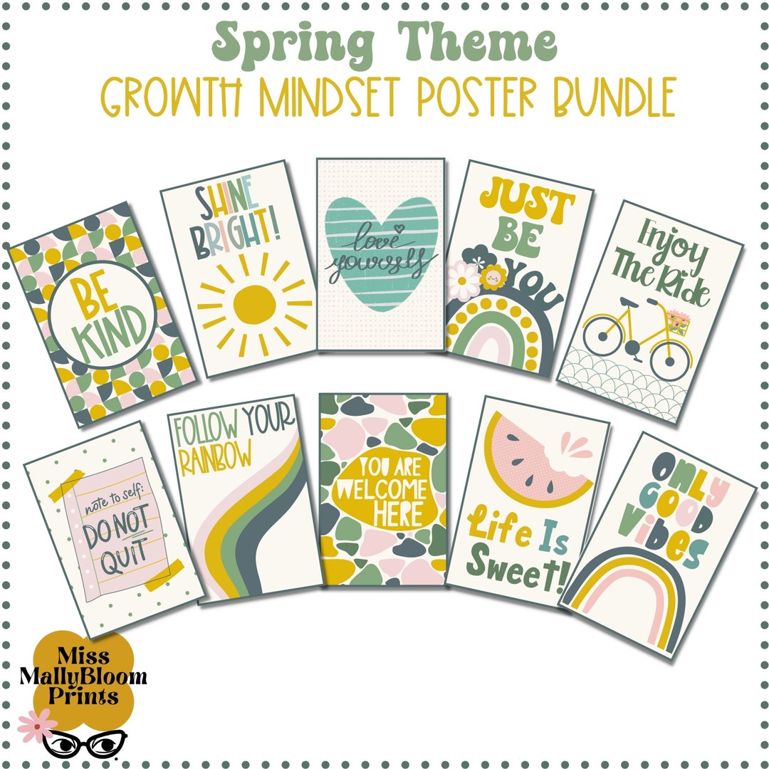 Growth Mindset Poster Bundle, Classroom Quotes Decor, Bulletin Board ...