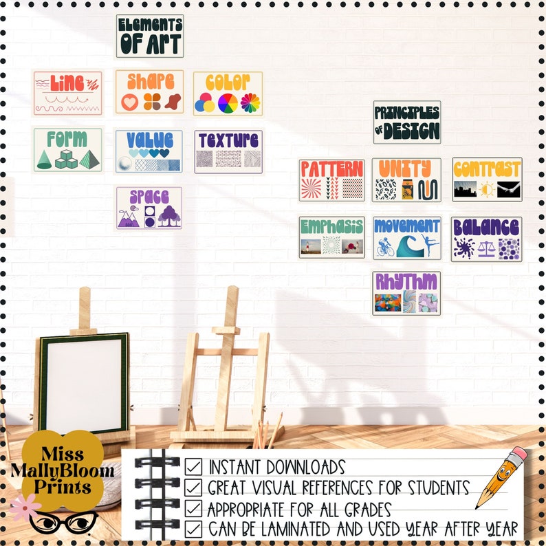 Rainbow Elements of Art Classroom Decor Bundle,principles of Design ...