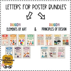 Letters for Rainbow Elements of Art Classroom Decor Bundle, Principles ...