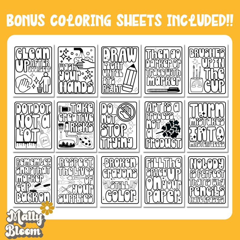 Art Room Poster, Art Class Rules and Procedure Poster Bundle, Growth ...