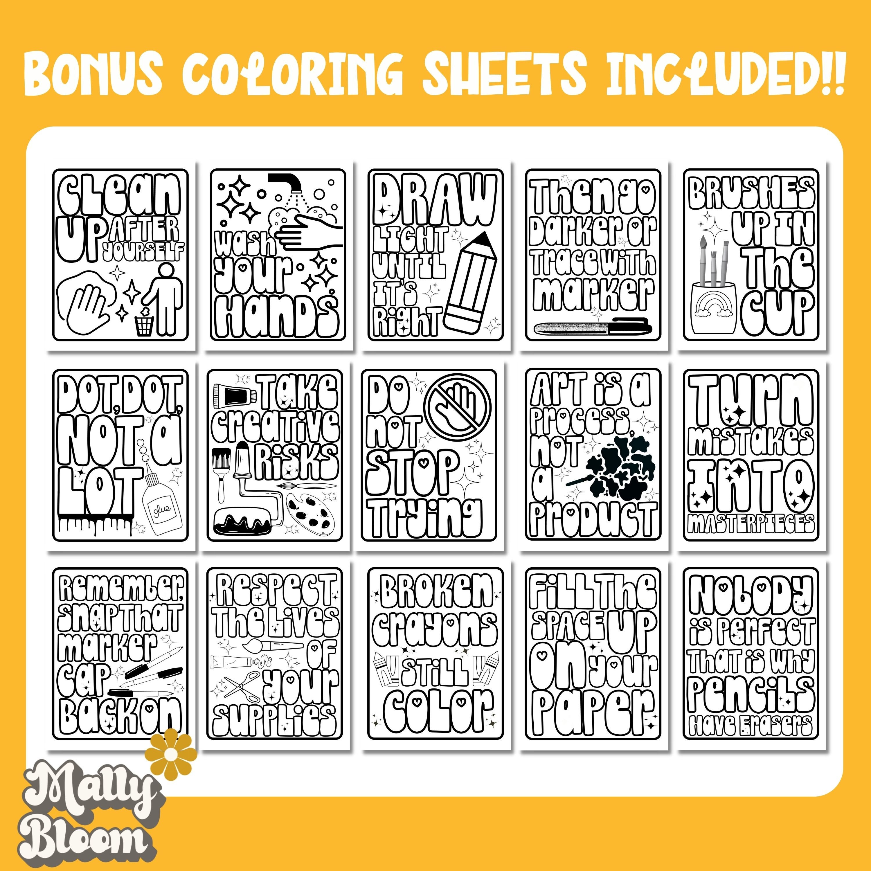 Art Room Poster, Art Class Rules and Procedure Poster Bundle, Growth ...