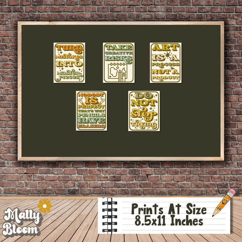 Art Class Decor Poster Bundle, Growth Mindset Bulletin Board Kit, Art ...