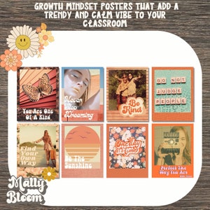 Boho Retro Classroom Decor, Growth Mindset Poster Bundle,middle School ...