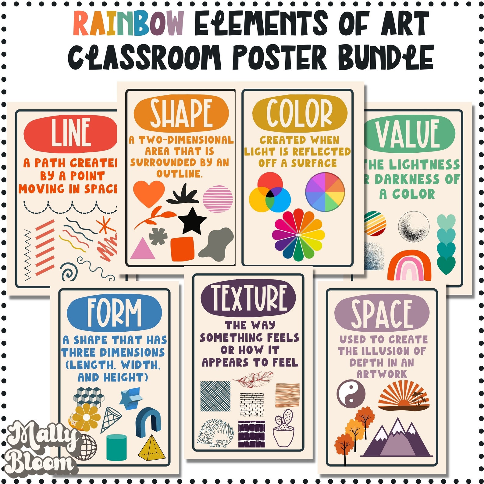 Rainbow Elements of Art Classroom Decor Bundleprinciples of - Etsy