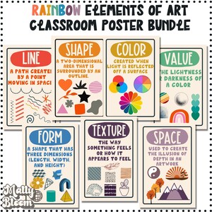 Rainbow Elements of Art Classroom Decor Bundleprinciples of - Etsy