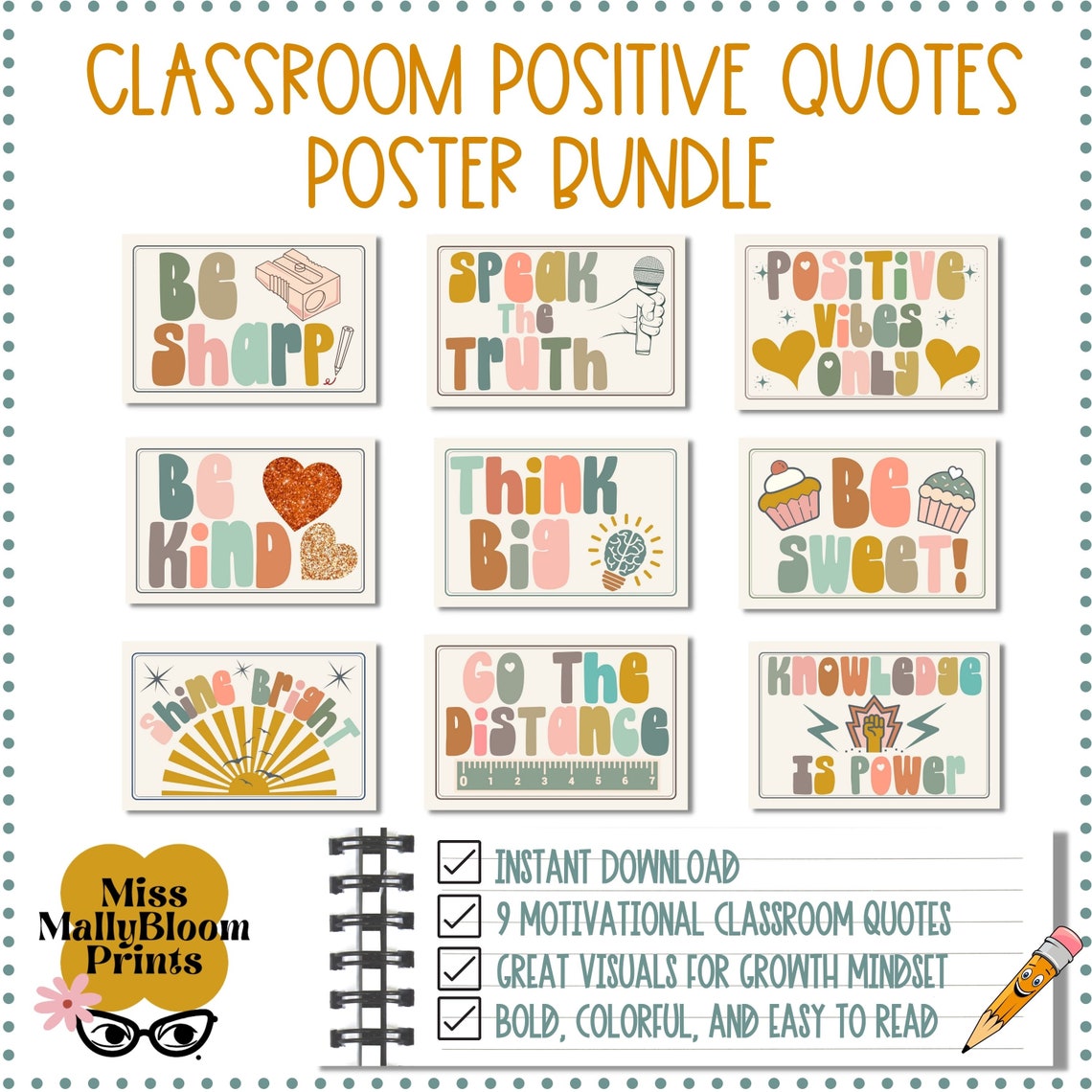 Classroom Positive Quotes Poster Bundle_bulletin Board Kit - Etsy