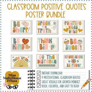 Classroom Positive Quotes Poster Bundle_bulletin Board Kit, Classroom ...