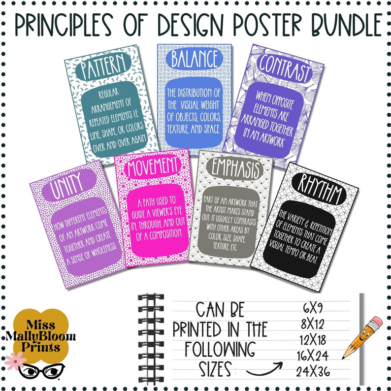 Color Wheel Elements of Art Classroom Decor Bundle Principles - Etsy