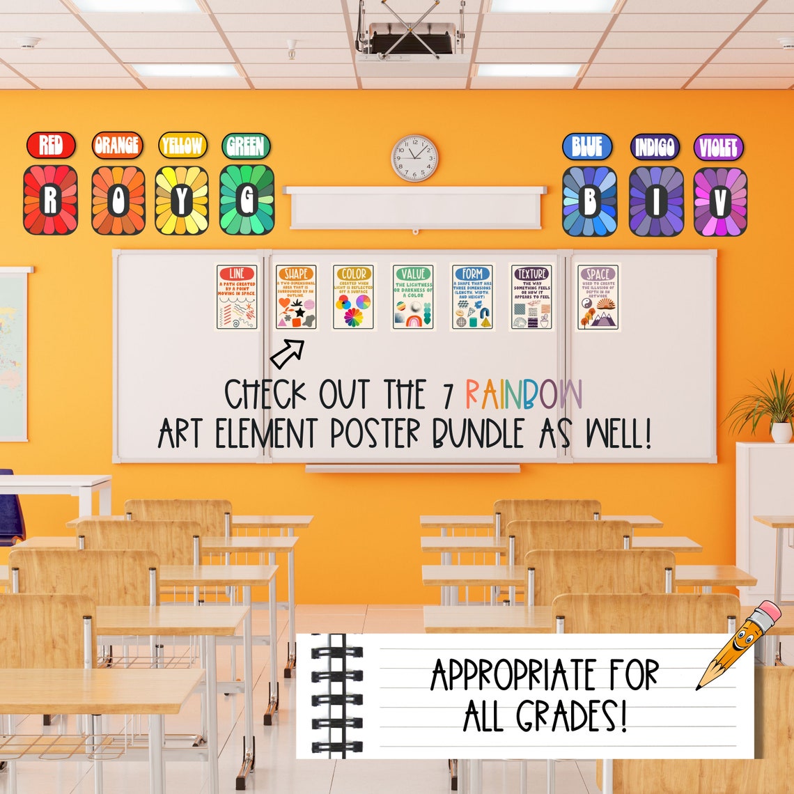 ROYGBIV Art Classroom Poster Bundle Art Class Rainbow - Etsy
