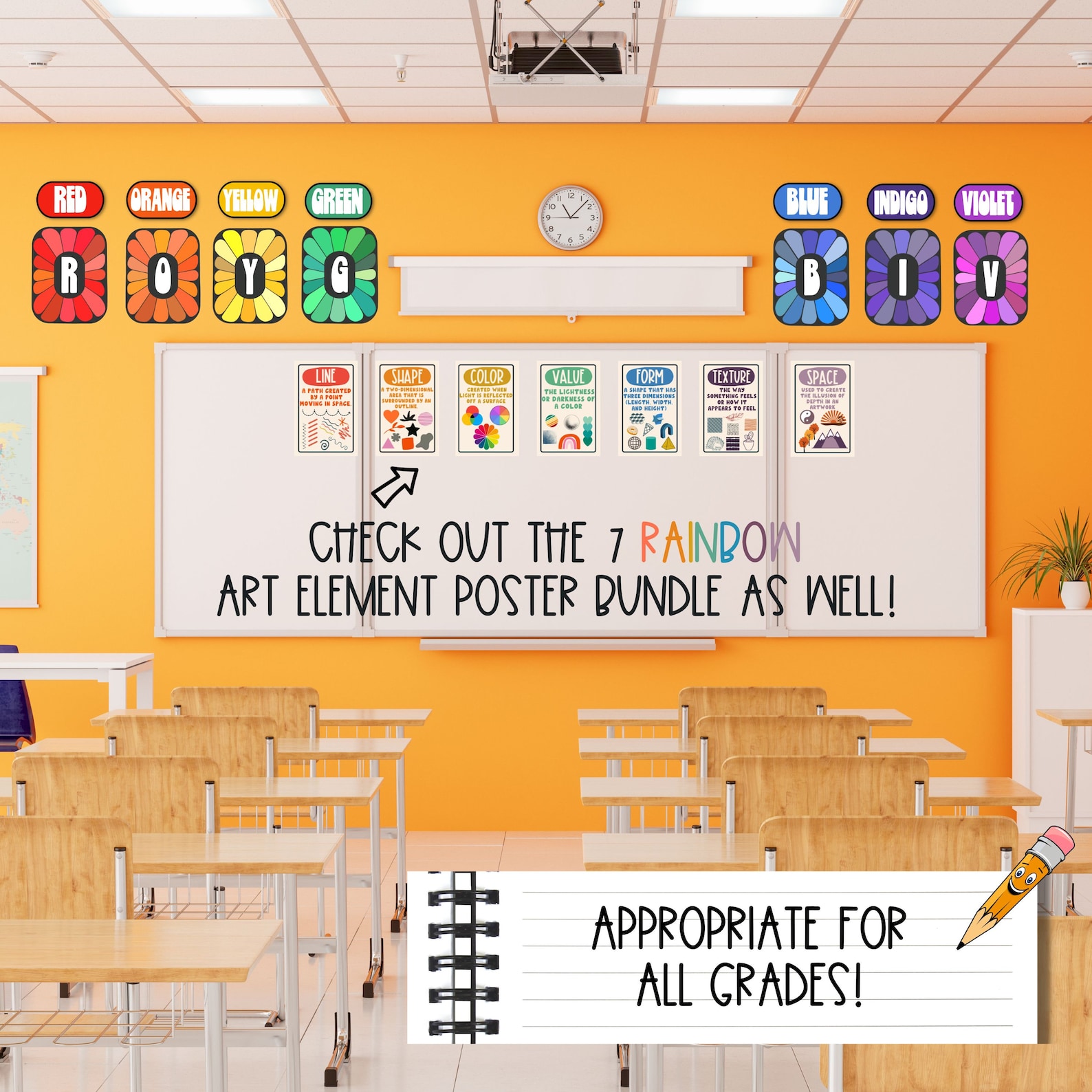 ROYGBIV Art Classroom Poster Bundle Art Class Rainbow - Etsy