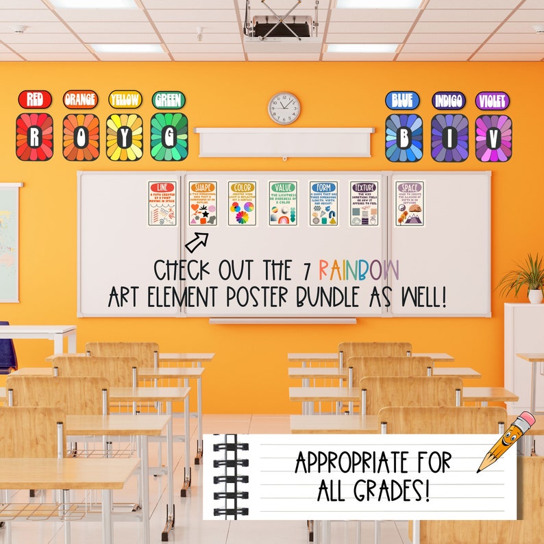 ROYGBIV Art Classroom Poster Bundle Art Class Rainbow - Etsy