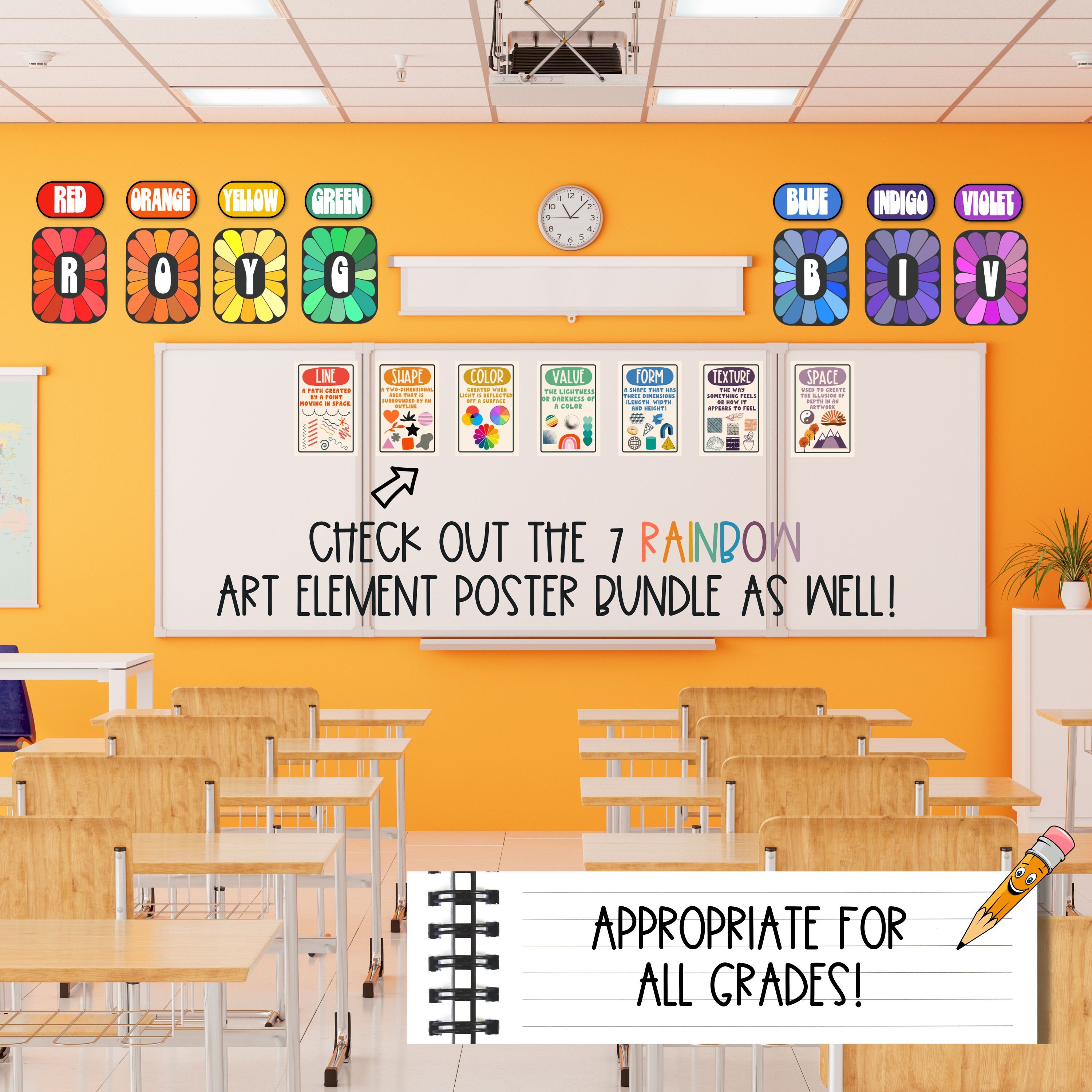 ROYGBIV Art Classroom Poster Bundle Art Class Rainbow - Etsy