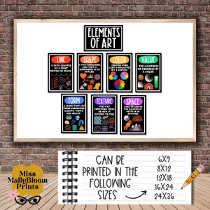 Classroom Poster Bundle, Rainbow Elements of Art Classroom Decor Bundle ...
