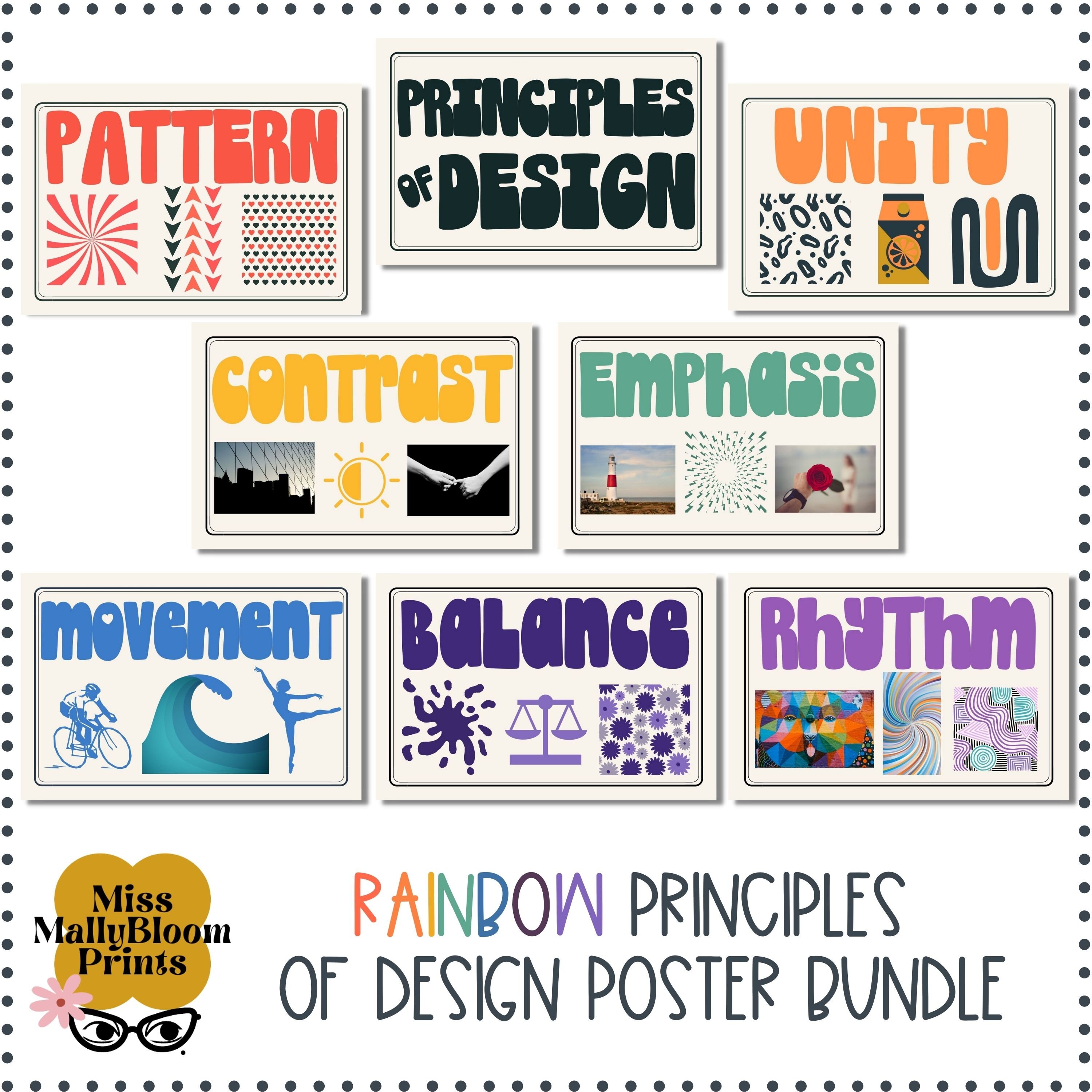 Classroom Poster Bundle, Rainbow Principles of Design, Art Classroom ...