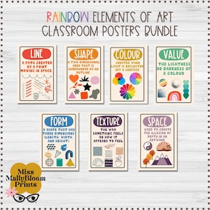 Classroom Poster Bundle, Rainbow Elements of Art Classroom Decor Bundle ...