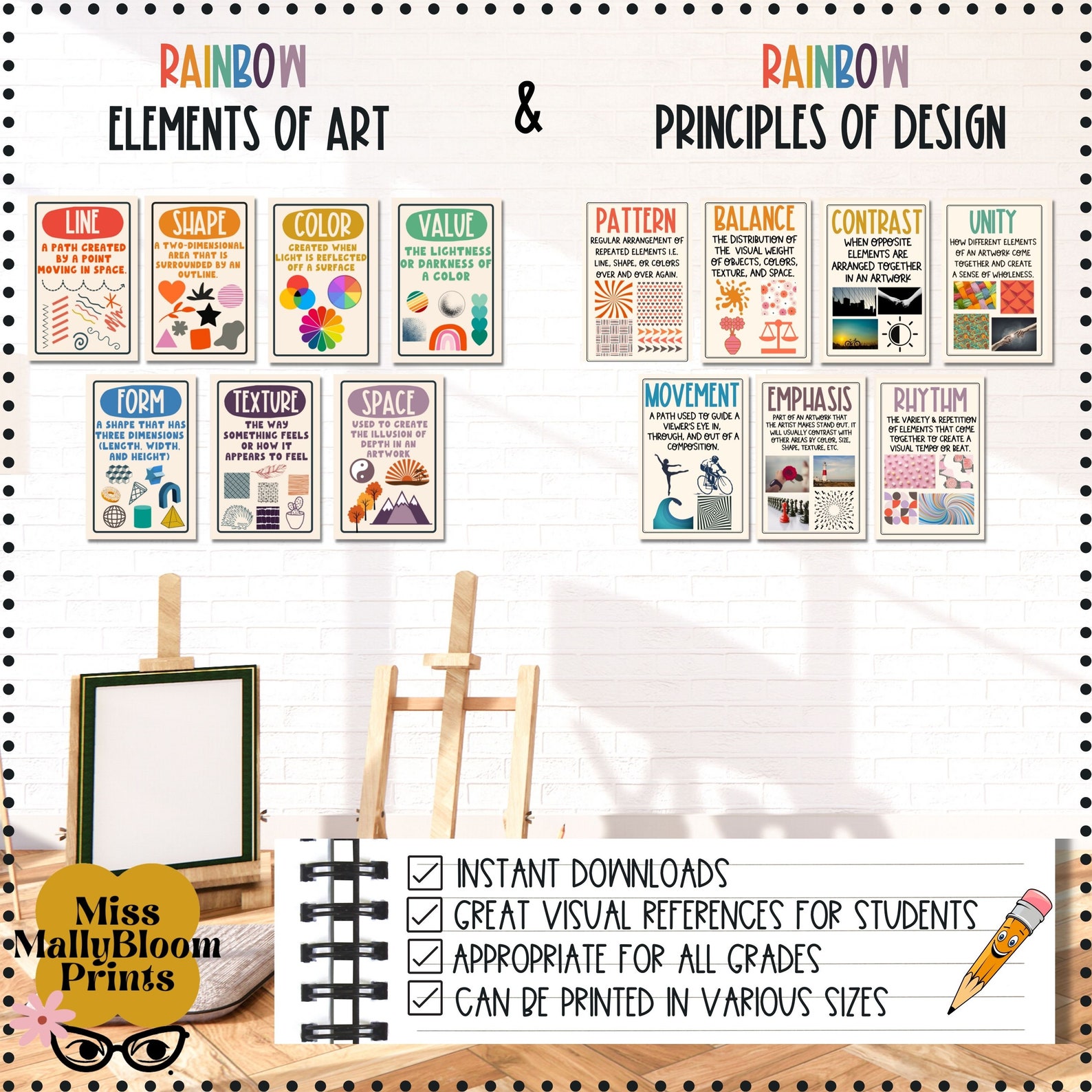 Rainbow Elements of Art Classroom Decor Bundle,principles of Design ...