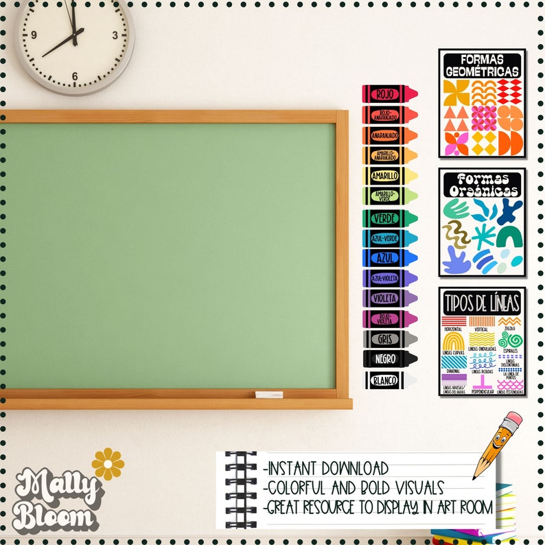 Spanish Color Wheel Poster Bundle, Art Classroom Decor, ROYGBIV, Color ...