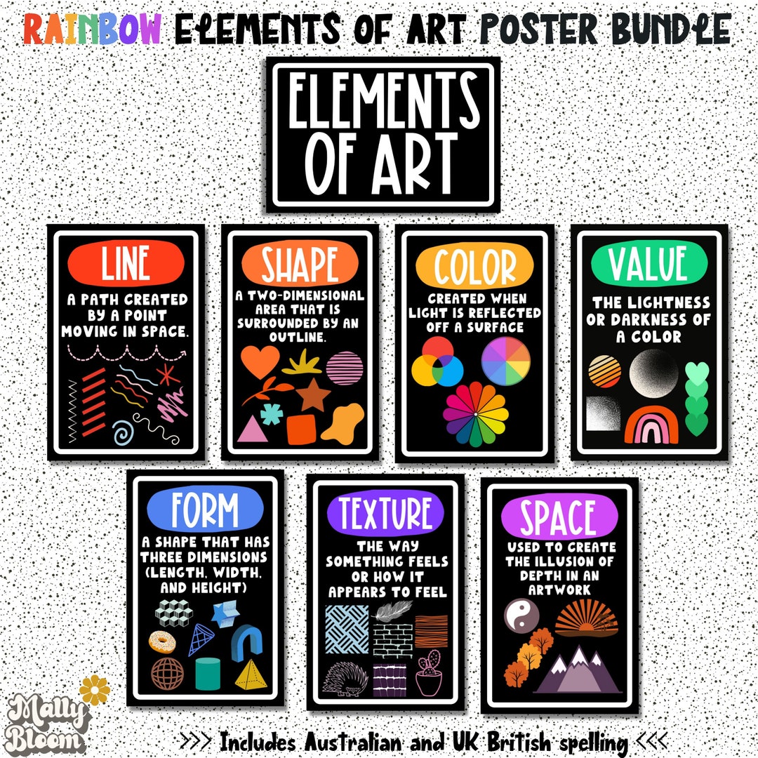Classroom Poster Bundle, Rainbow Elements of Art Classroom Decor Bundle ...