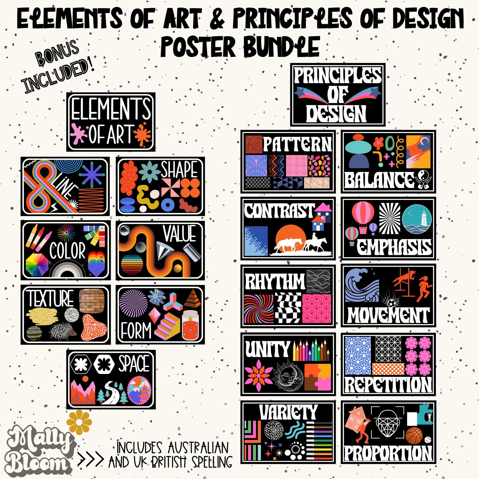 Elements of Art, Principles of Design Poster Bundle, Classroom Decor ...