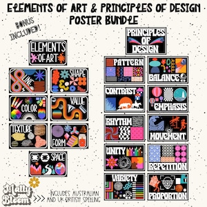 Elements of Art, Principles of Design Poster Bundle, Classroom Decor,,teacher Bulletin Board,set ...
