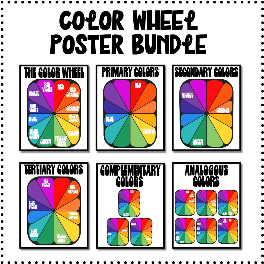 Color Wheel Poster Bundle, Color Theory Art Print, Art Room Decor, Art ...