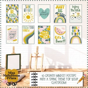 Growth Mindset Poster Bundle, Classroom Quotes Decor, Bulletin Board ...
