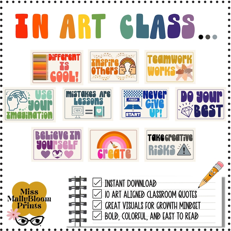 Art Class Poster Bundle Rainbow Art Classroom Decor Bundle - Etsy