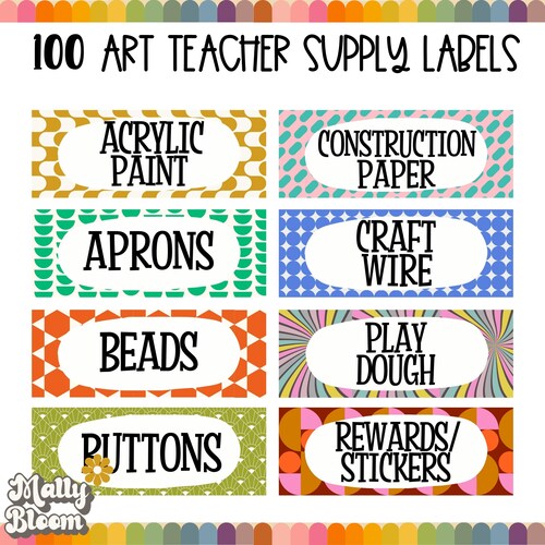 Art Classroom Supply Labels Art Closet Organization Labels - Etsy
