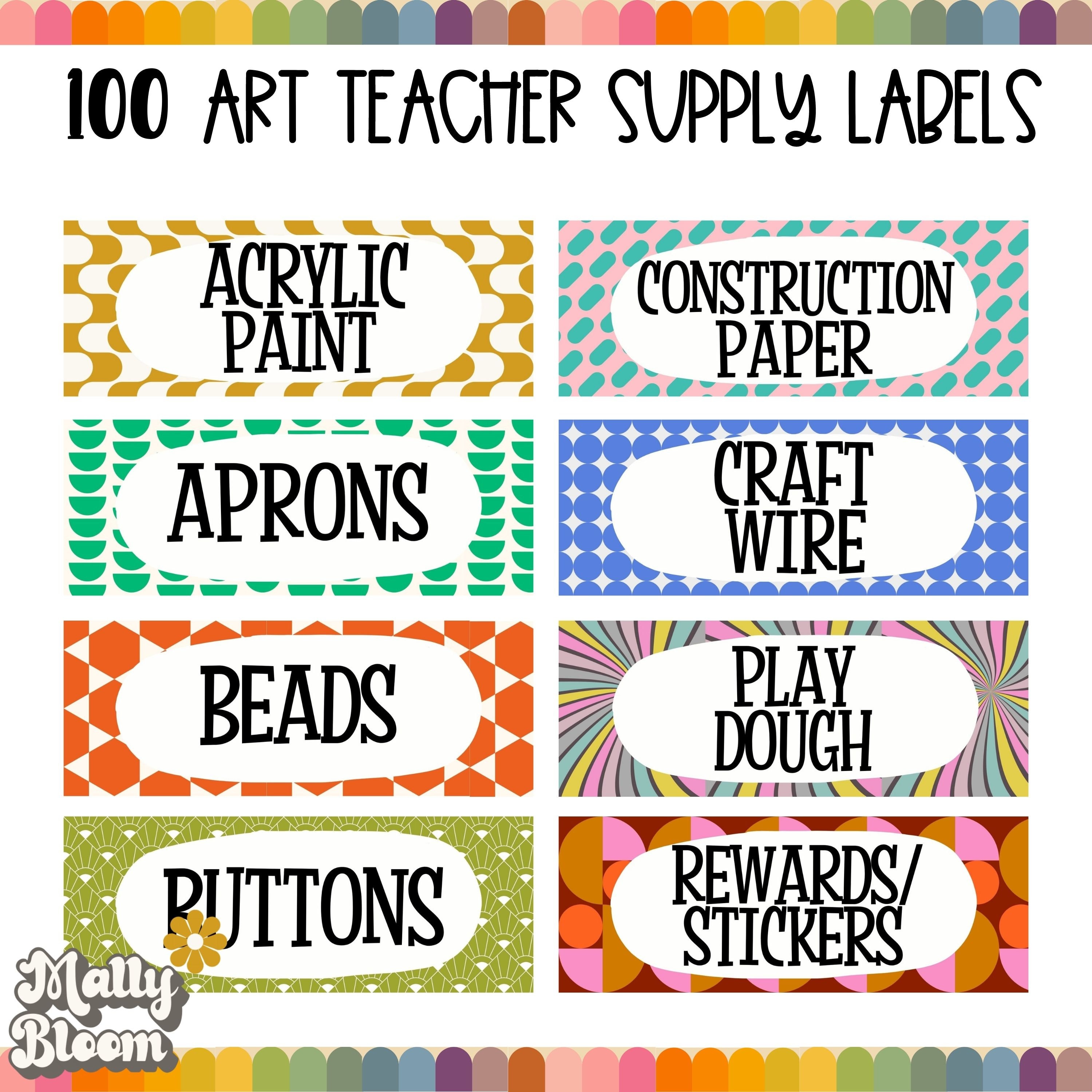 Art Classroom Supply Labels Art Closet Organization Labels - Etsy